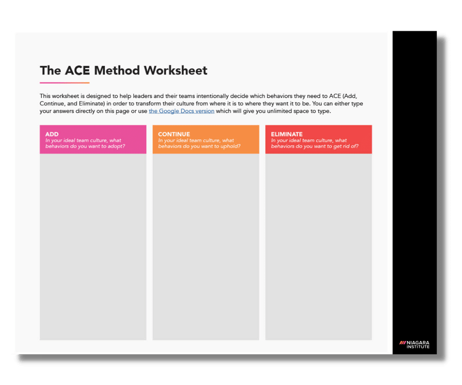 ACE Culture Change Worksheet | Printable PDF and Digital Version