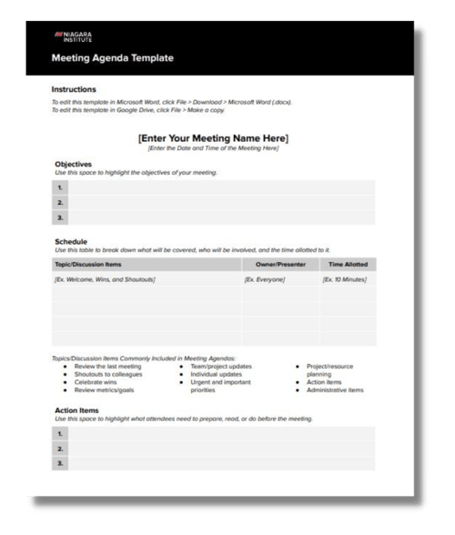 Staff Meeting Agenda Template and Best Practices