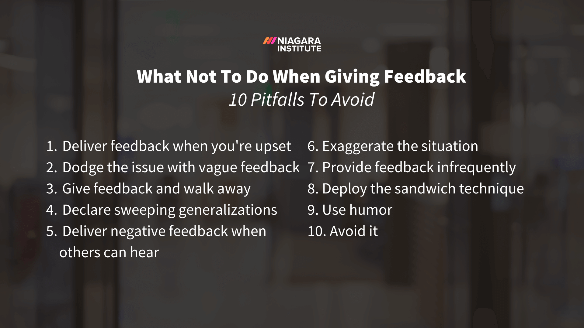 10 Things Not To Do When Giving Feedback