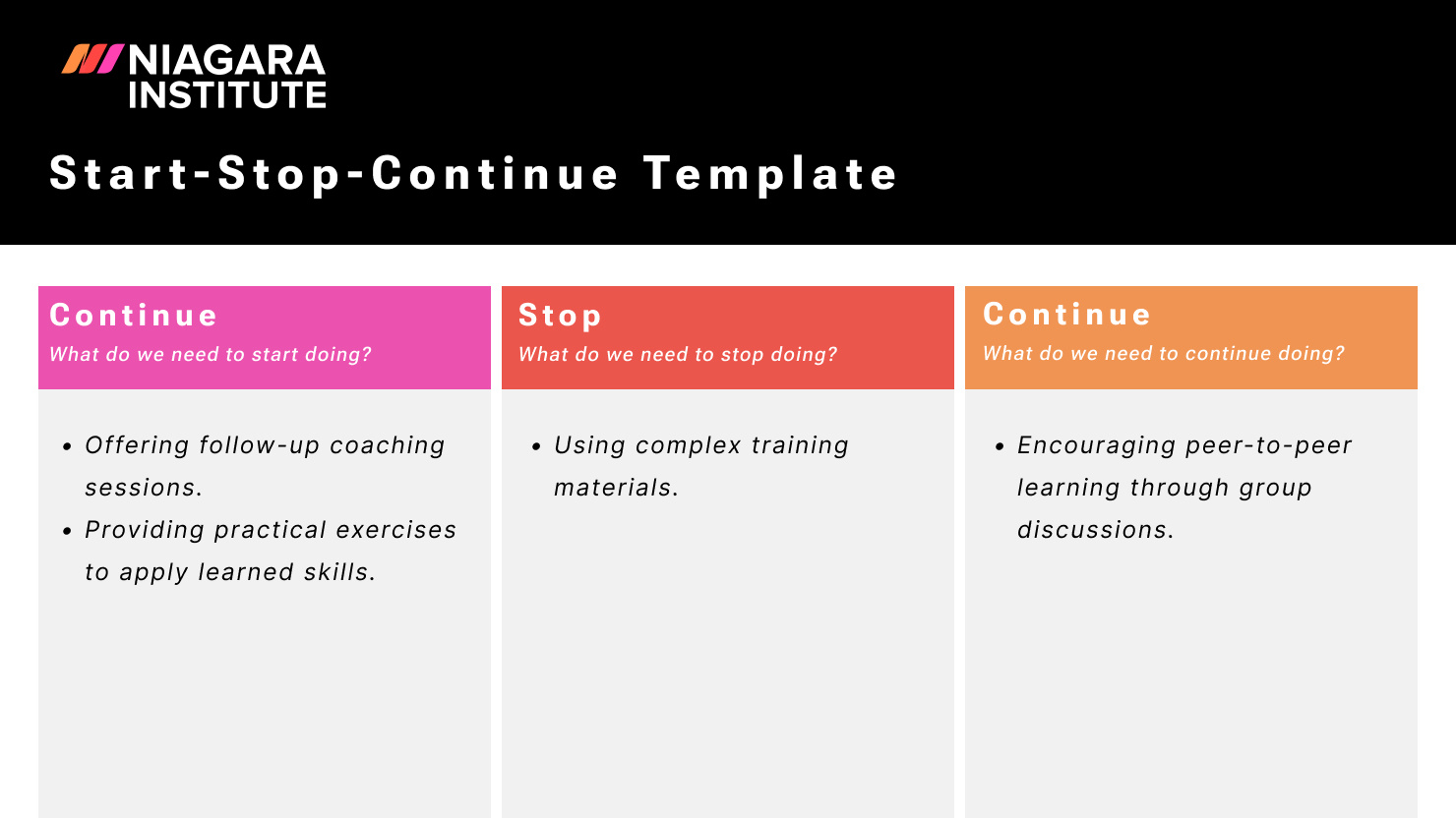 The Start-Stop-Continue Exercise: How To Conduct One (+Template)